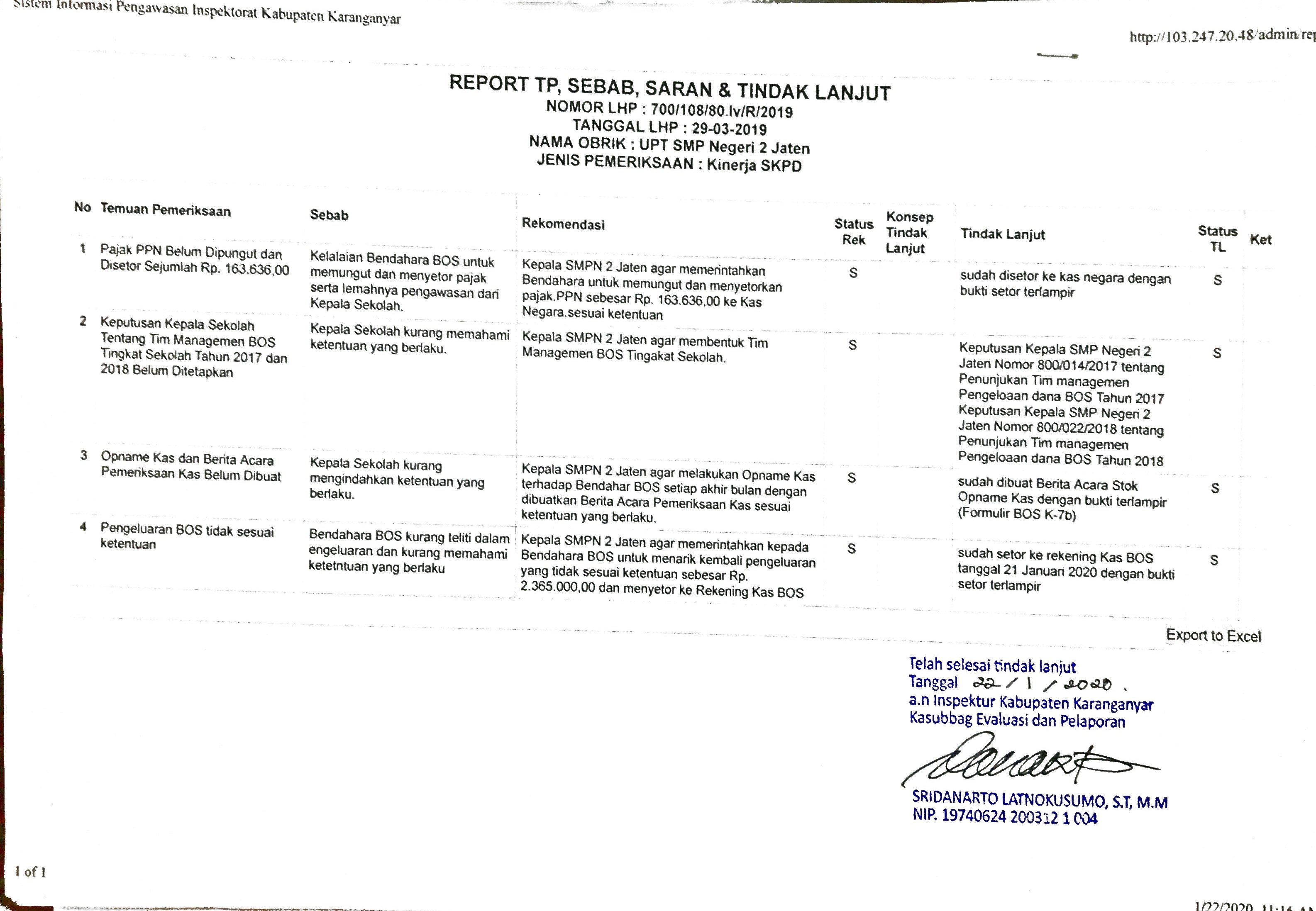 AUDIT BA KAS TAHUN 2019 | SMP Negeri 2 Jaten